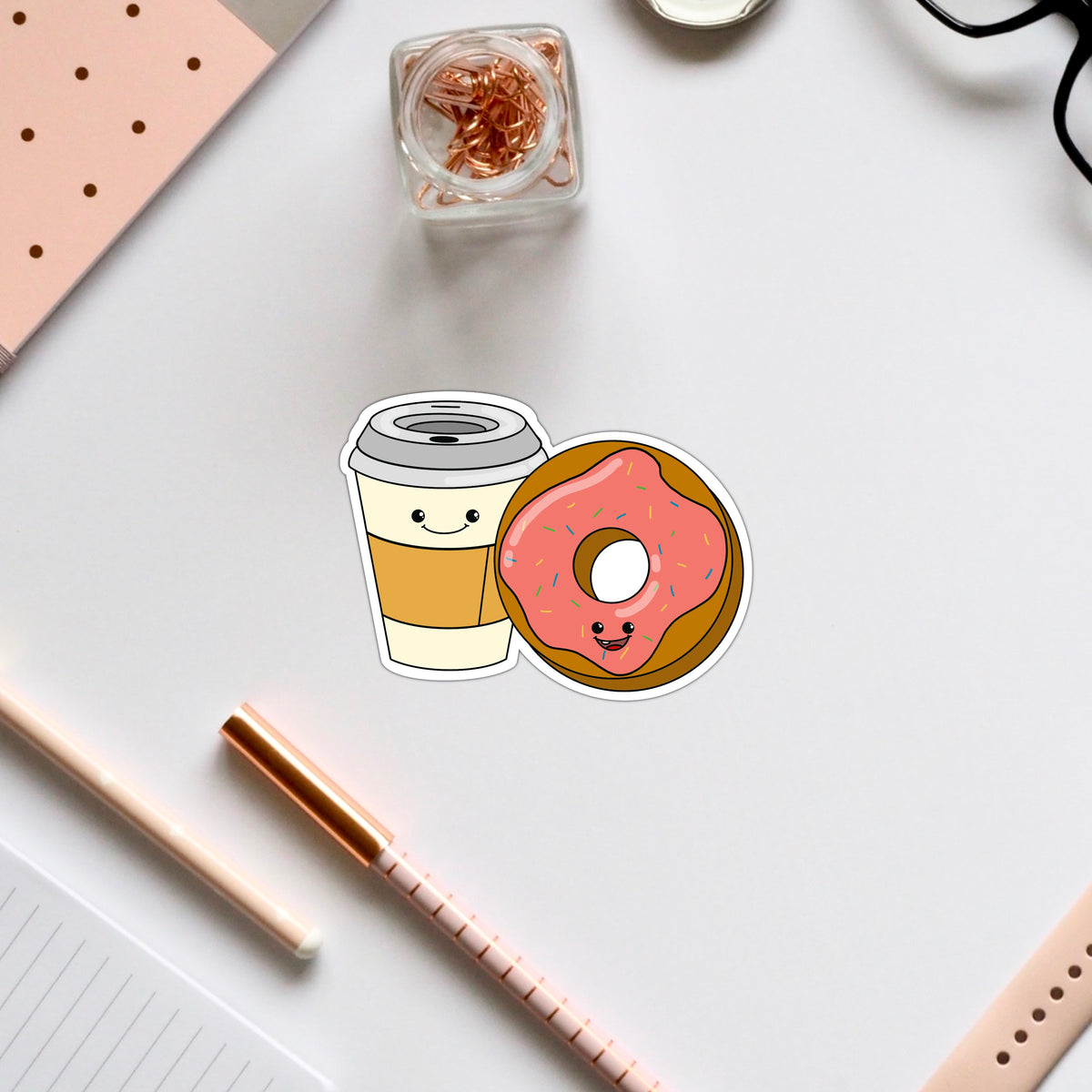 Coffee and Donut Vinyl Sticker – Stick With It Sticker Co