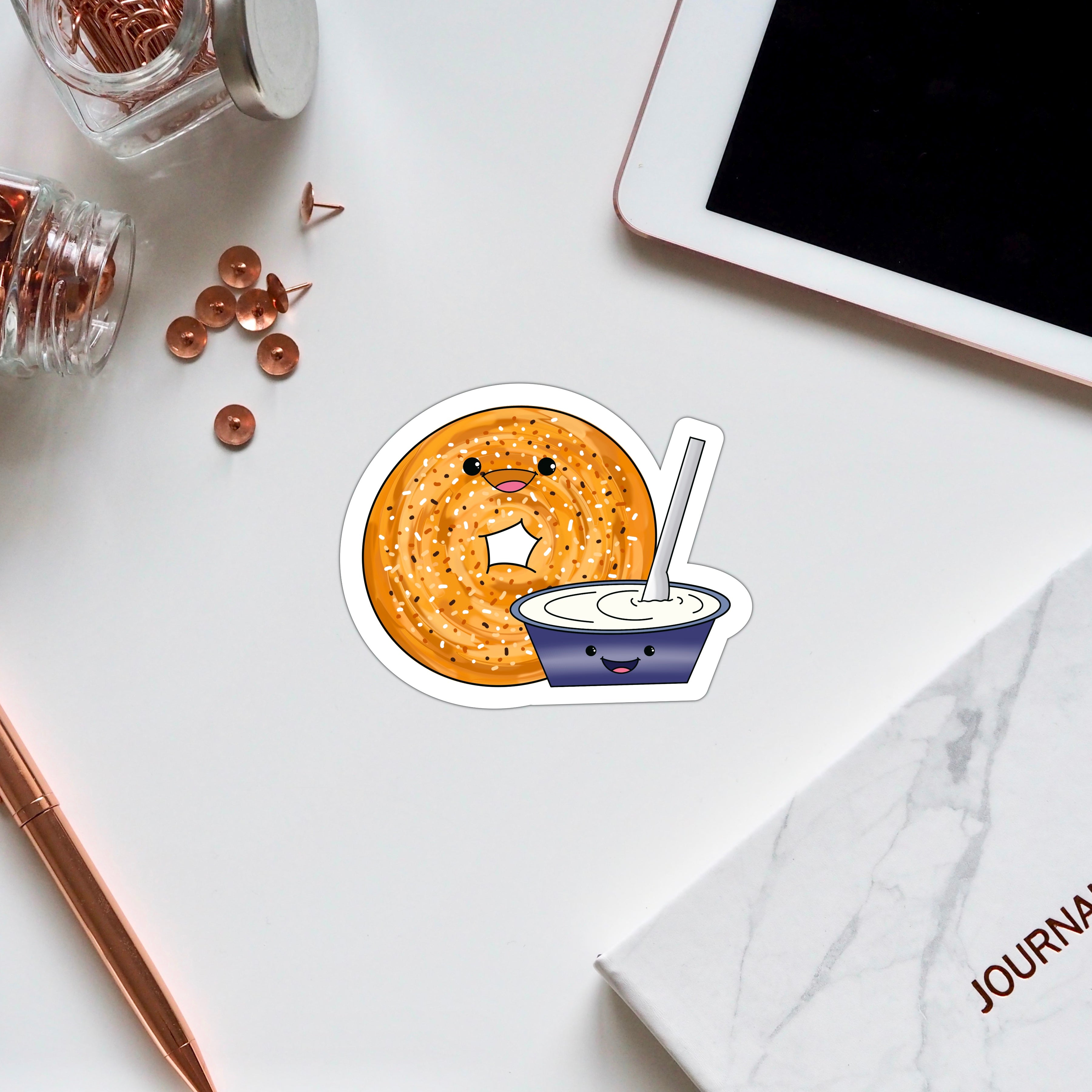 Bagel and Cream Cheese Vinyl Sticker – Stick With It Sticker Co